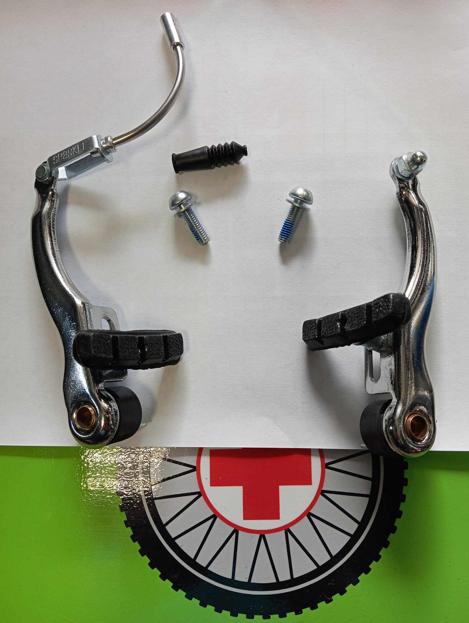 Тормоз ободной 2 пары, V-brake для горных, дорожных, бмх велосипедов 110мм, сталь, серебнистые 2 пары