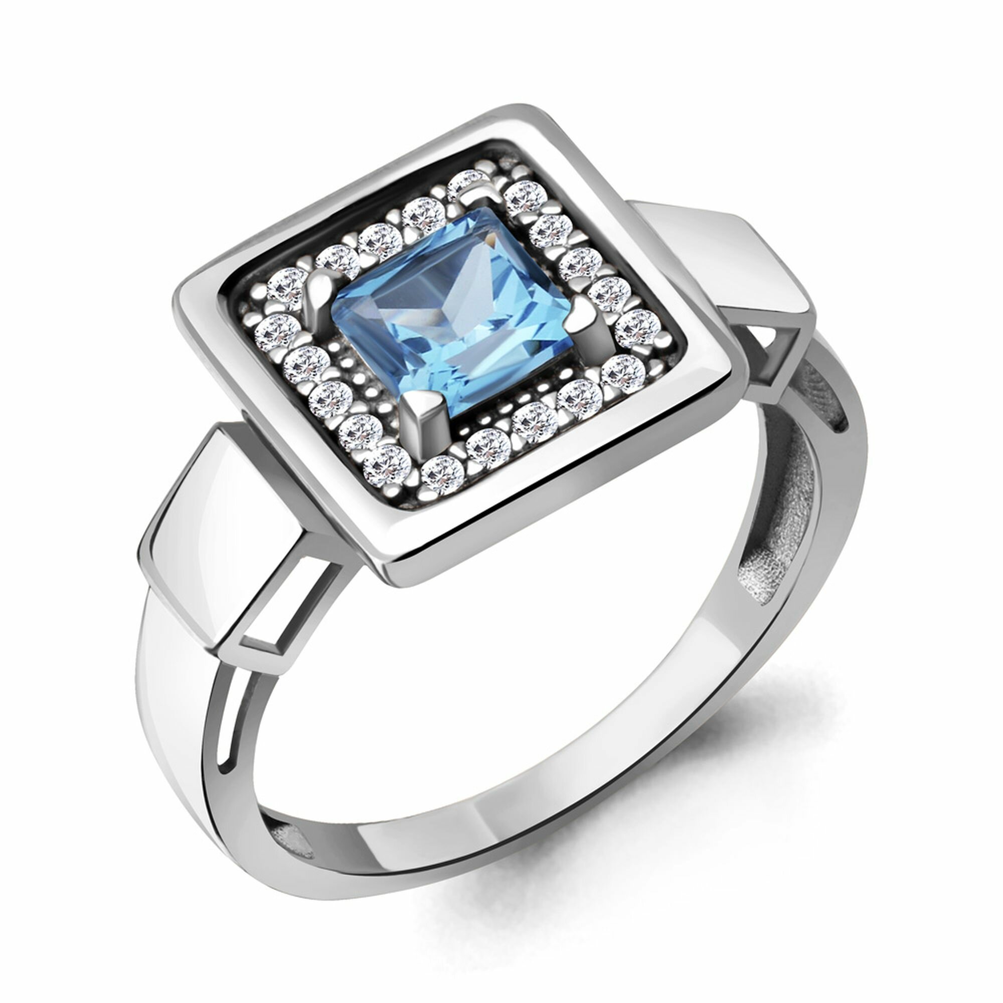 Кольцо Diamant online, серебро, 925 проба, родирование, топаз, фианит