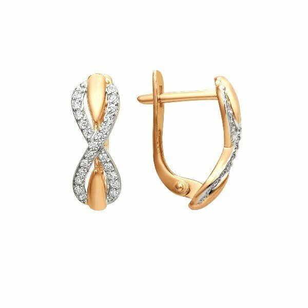 Серьги красное золото, 375 проба, фианит