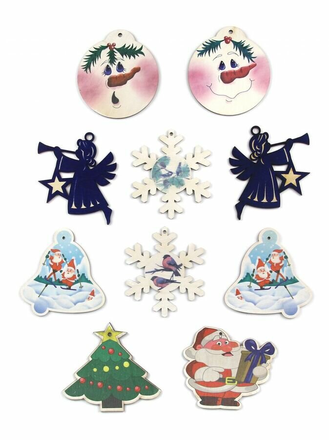 Новогодний набор деревянных игрушек на елку