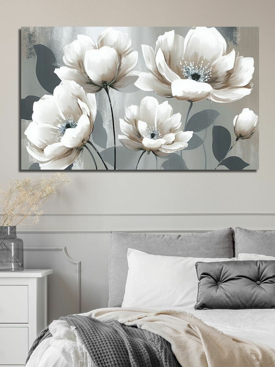 Картина на холсте LOFTime 60х100 цветы СЕР масло К-482-60100