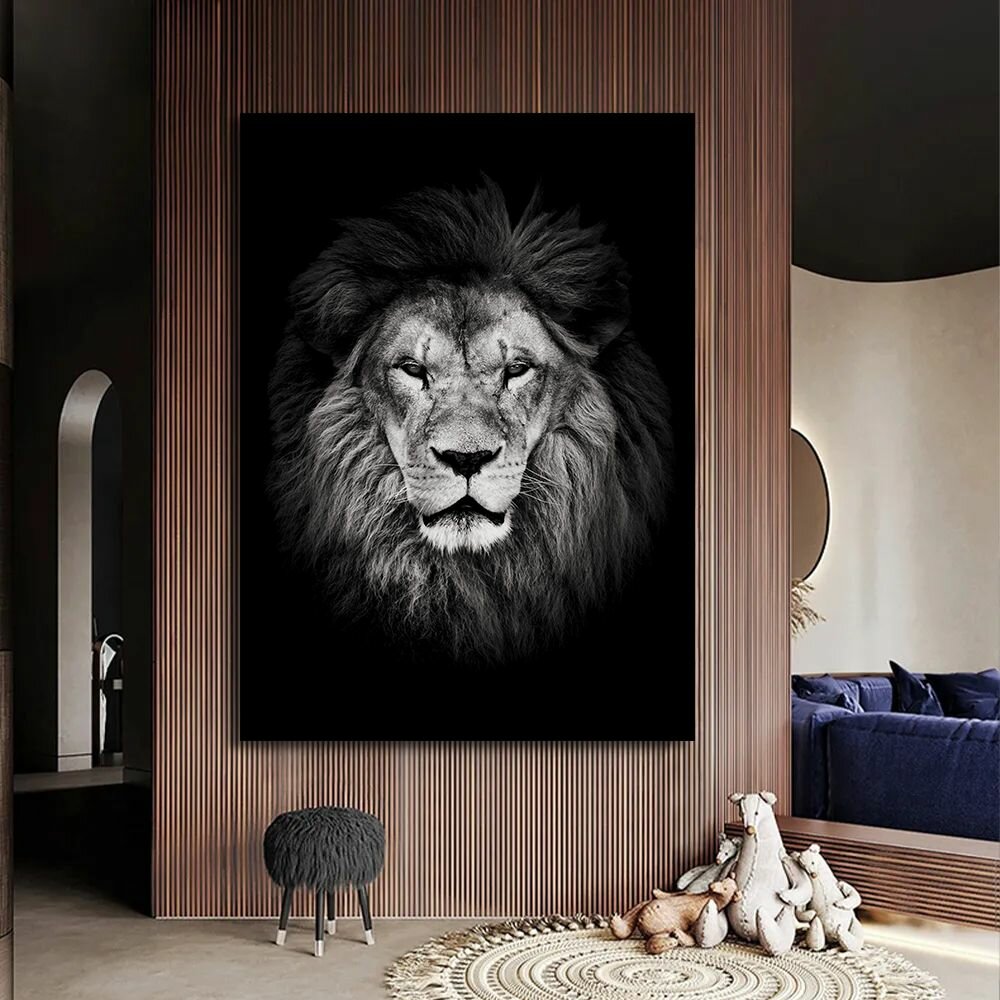 Картина "Лев и львица", на холсте, на подрамнике, печать, 40x60 см