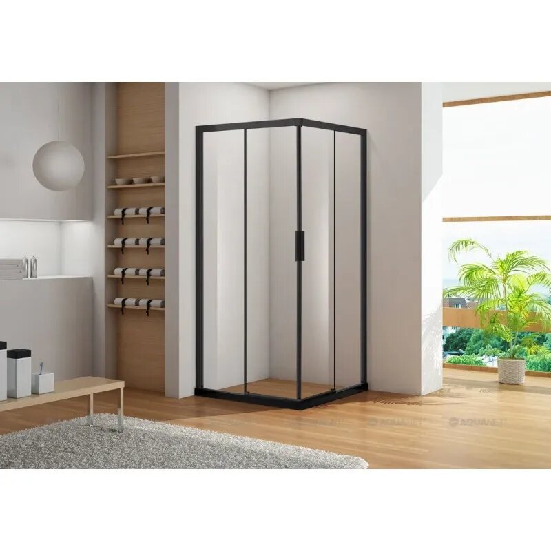Душевой уголок Aquanet Pleasure AE60-S-100x100U-BT 100x100 профиль черный прозрачное стекло