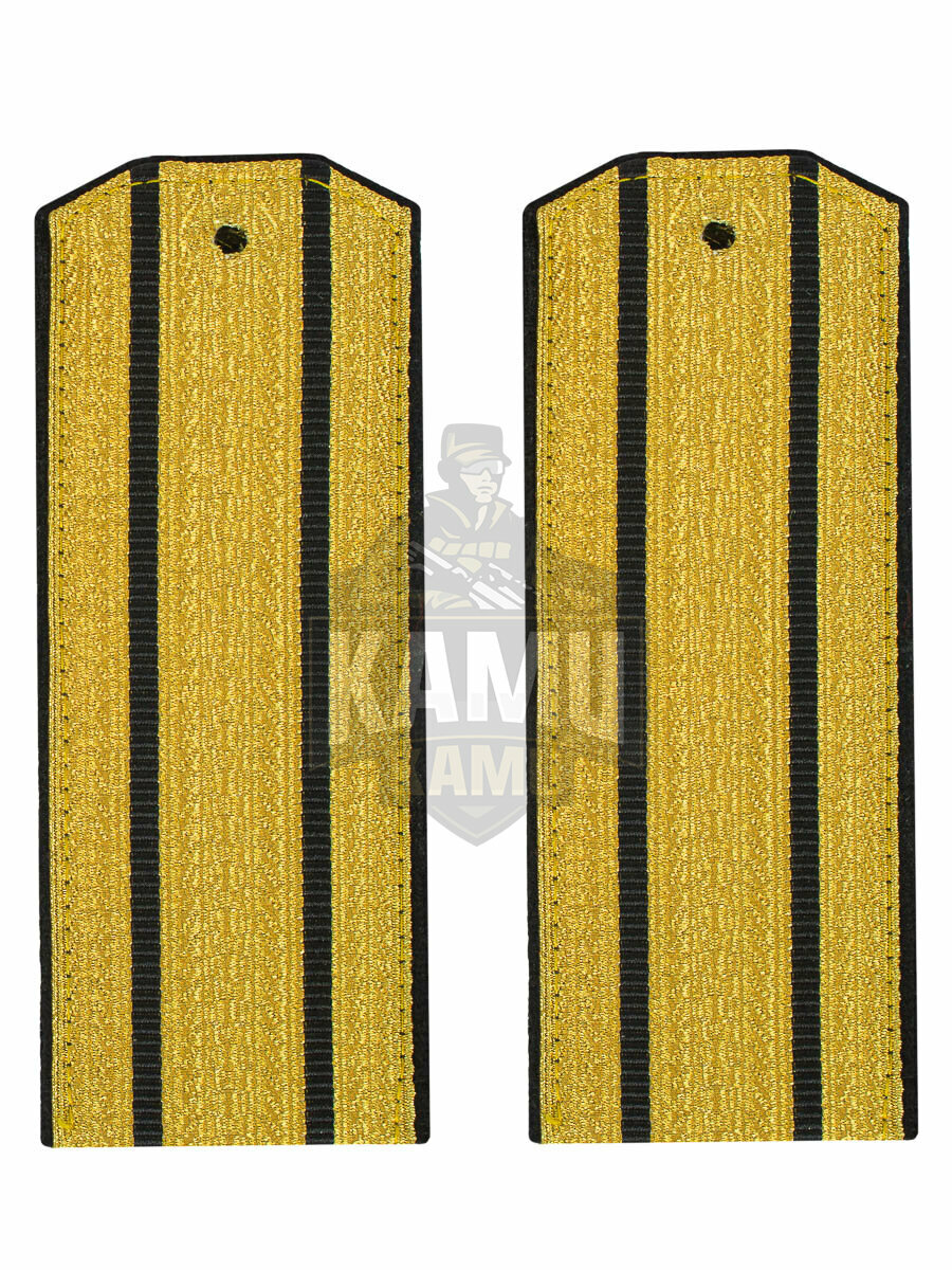 Погоны ВМФ парадные золотые 2 просвета Кляммеры в комплекте картон 14х5,5см 752125