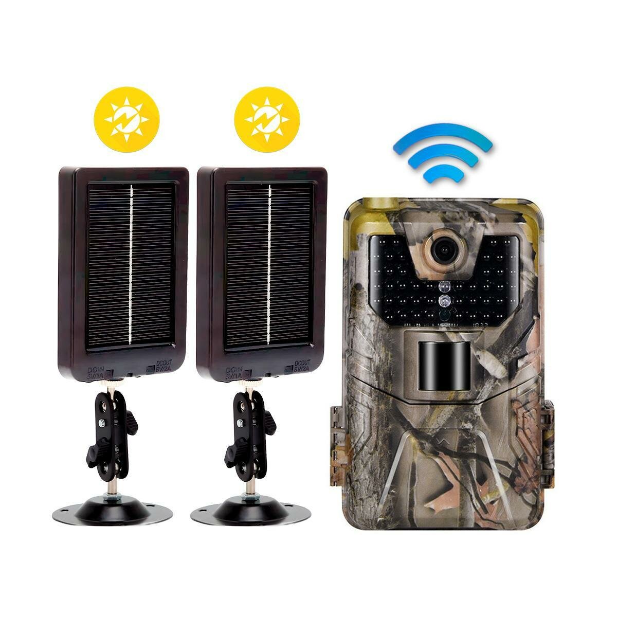 Набор Wi-Fi 4К фото ловушка Filin 900-WiFi-PRO (4K) и ДВЕ солнечные панели SP(06) (фотоловушка с солнечной батареей)