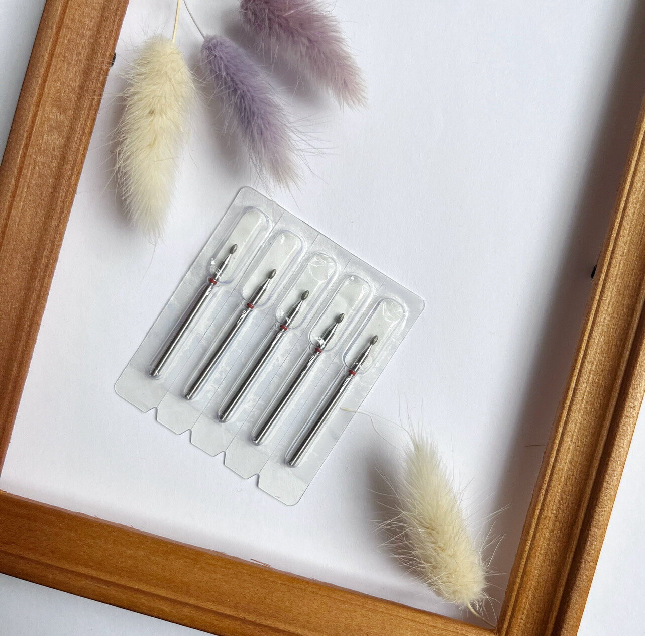 Набор алмазных фрез КМИЗ "Почка" красная для ногтей, диаметр 1,6 мм, 5 штук