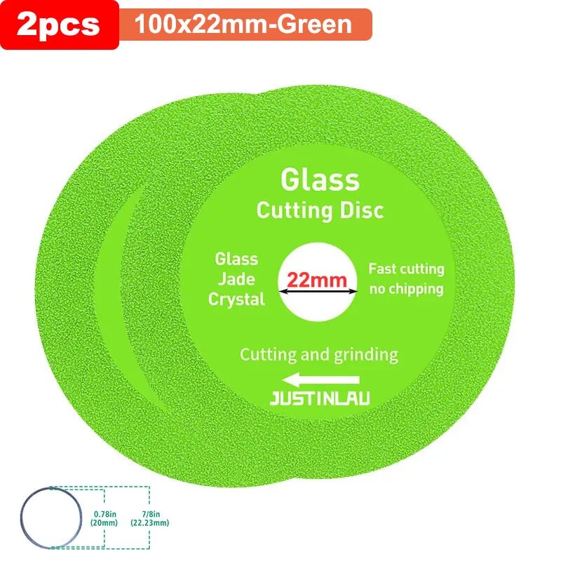 Алмазный диск JUSTINLAU для резки стекла 100 мм 2pcs-Green