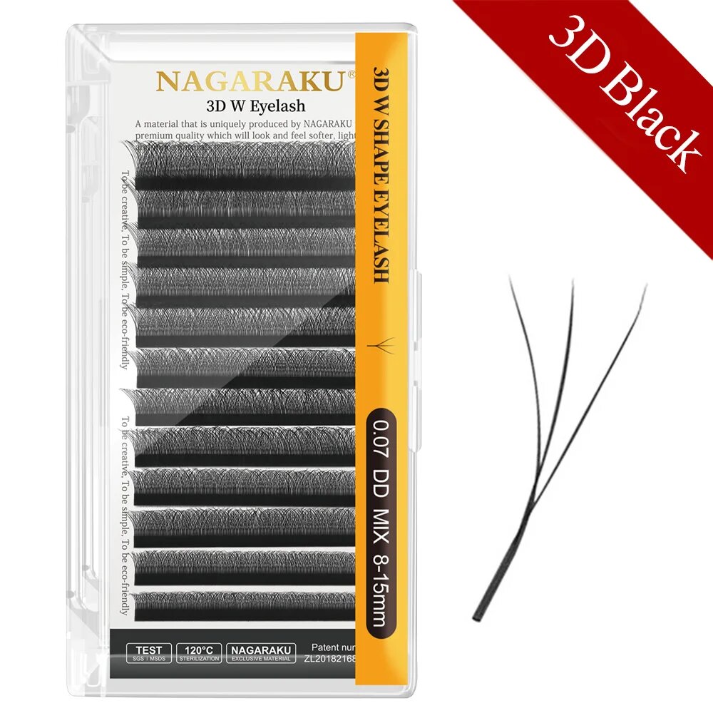 NAGARAKU 3D Black ресницы, D изгиб, Mix 8-14mm