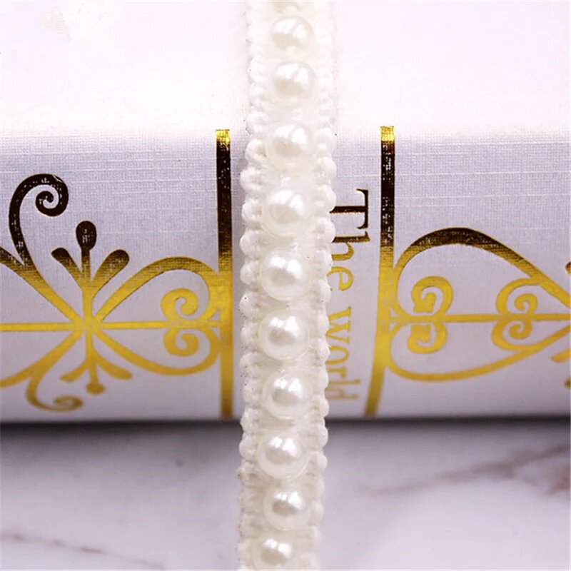 LXGSMBENTENG кружевная лента с бисером 1 ярд/10 ярдов Белый, 01, 1 yard