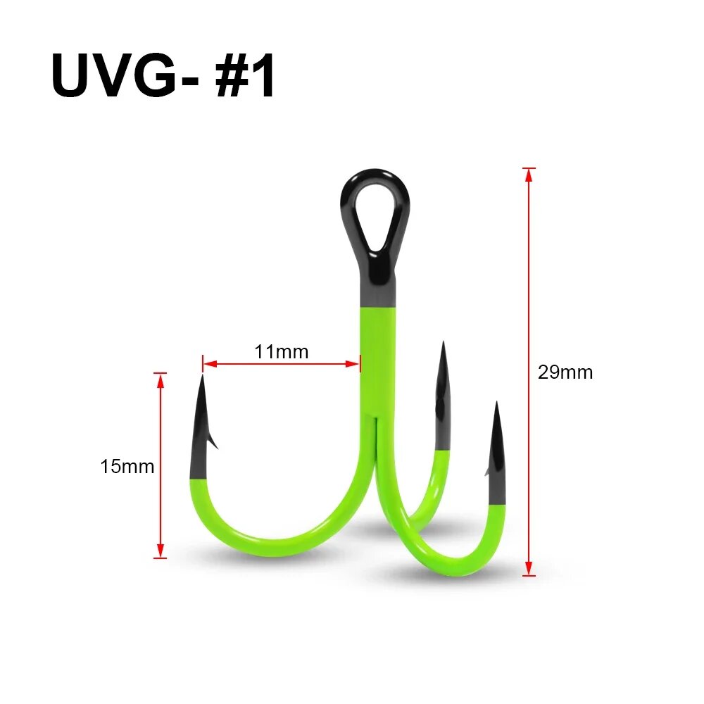 Тройной крючок UVG- #1, цвет UV Green-No 1