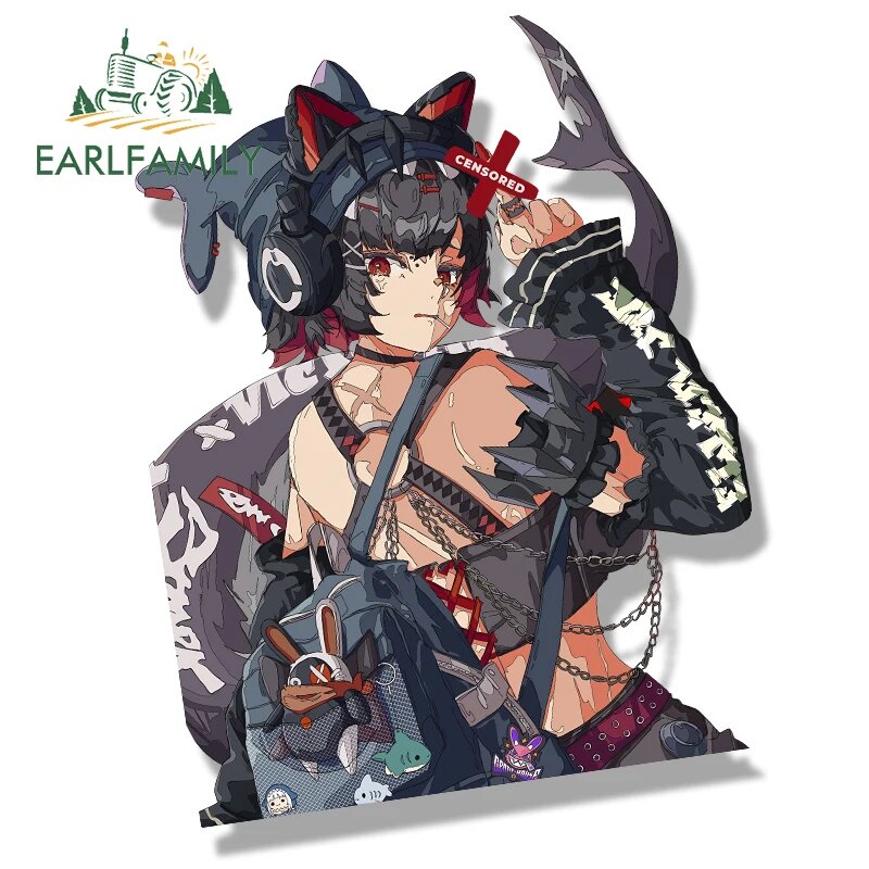 EARLFAMILY наклейка на автомобиль Эллен Джо фанат, наклейка Zenless Zone Zero Waifu, Мультяшные наклейки на окно, шлем для девочек, мотоциклетные наклейки Die-cut