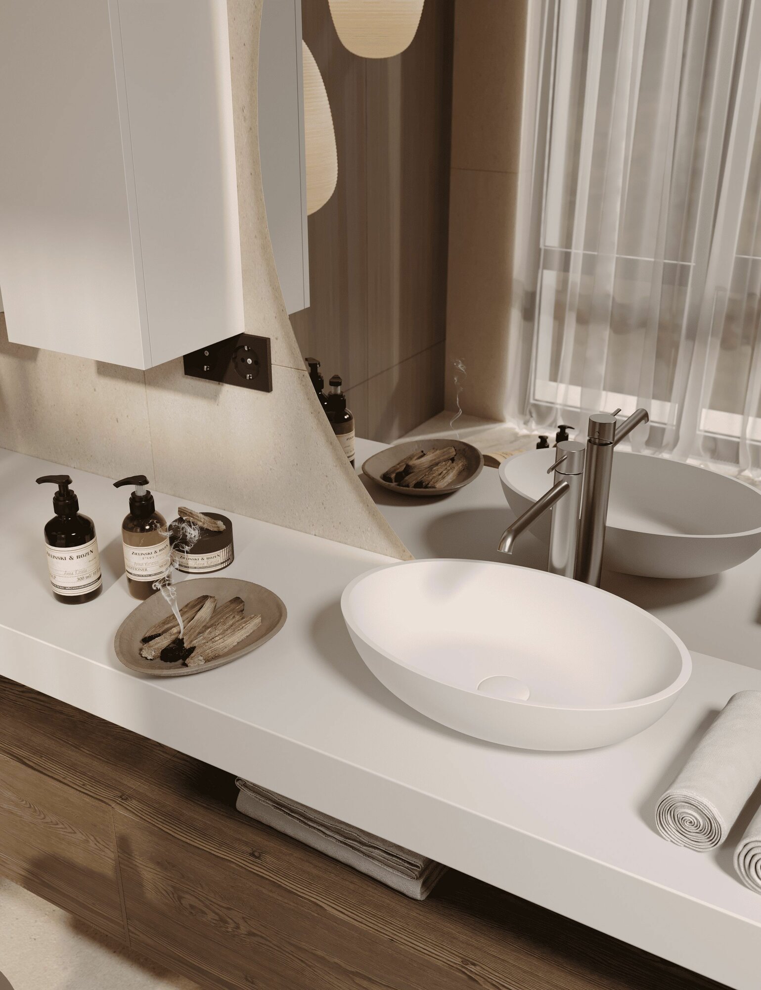 Раковина накладная для ванной из литьевого мрамора, глянцевая. Massimo Avanti MONA 480