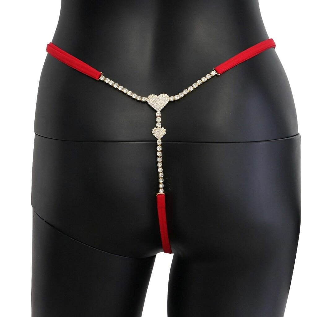 Женские сексуальные боди-цепочки с камнями и стрингами