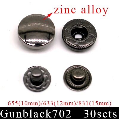 30 застежек St.Lucas, gunblack702, 15мм