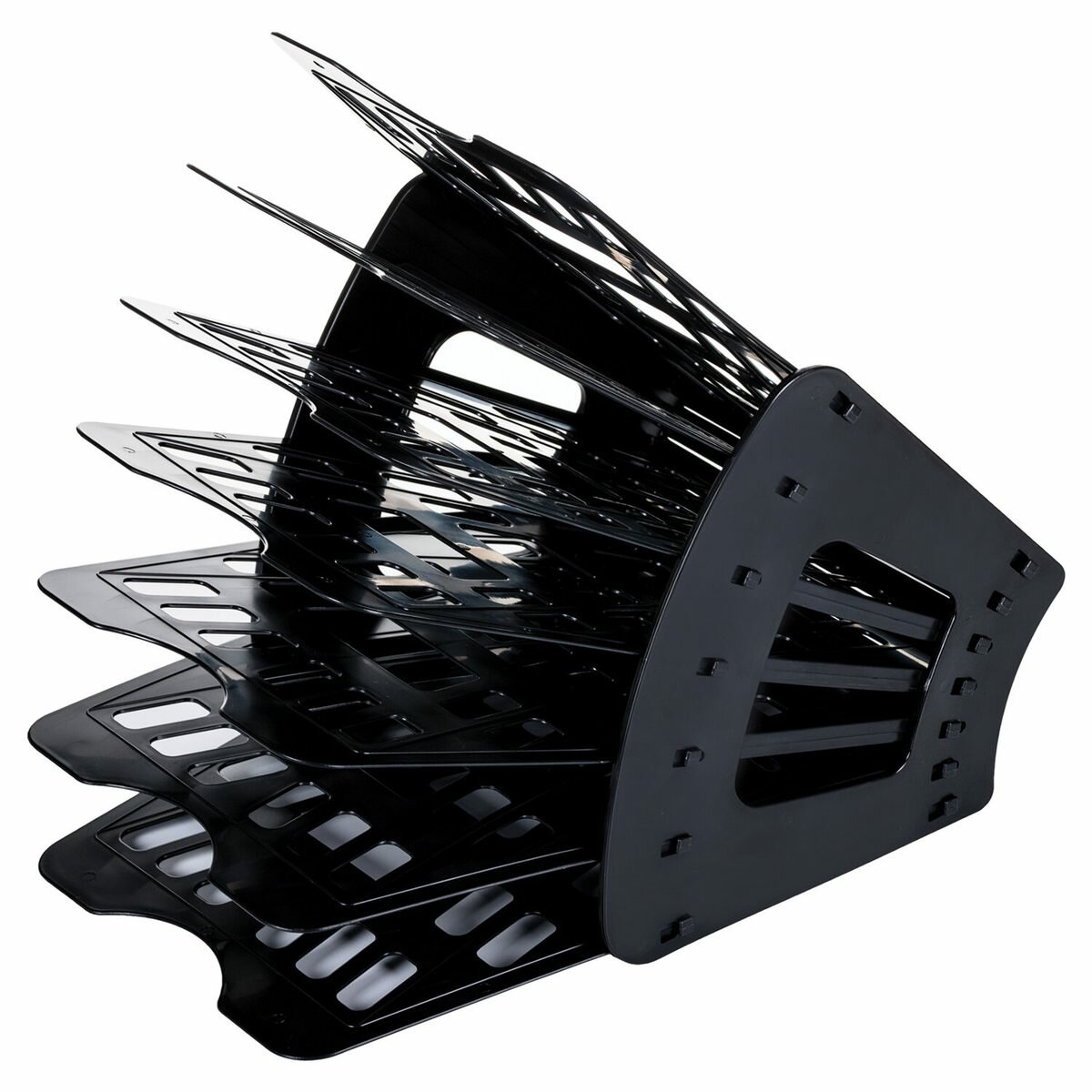 Лоток для бумаг веерный Brauberg Basic, 7 секций, 6 отделений, сетчатый, черный (237019), 2шт.