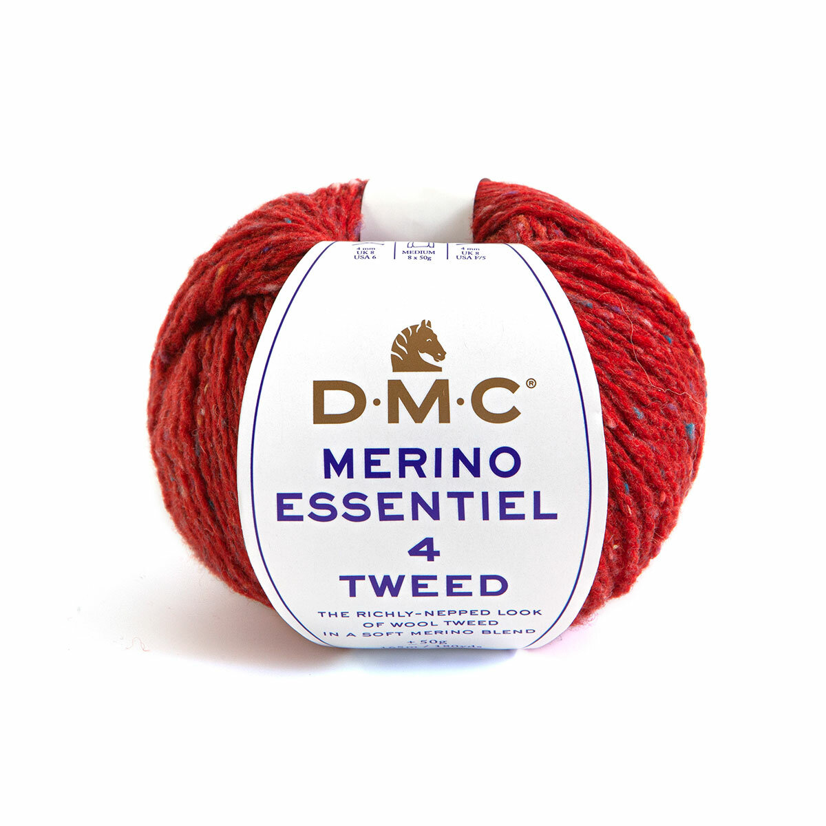 Пряжа "DMC" 8150 Merino Essentiel 4 Tweed 50% шерсть, 50% полиэстер 50 г 165 м 906 т. красный