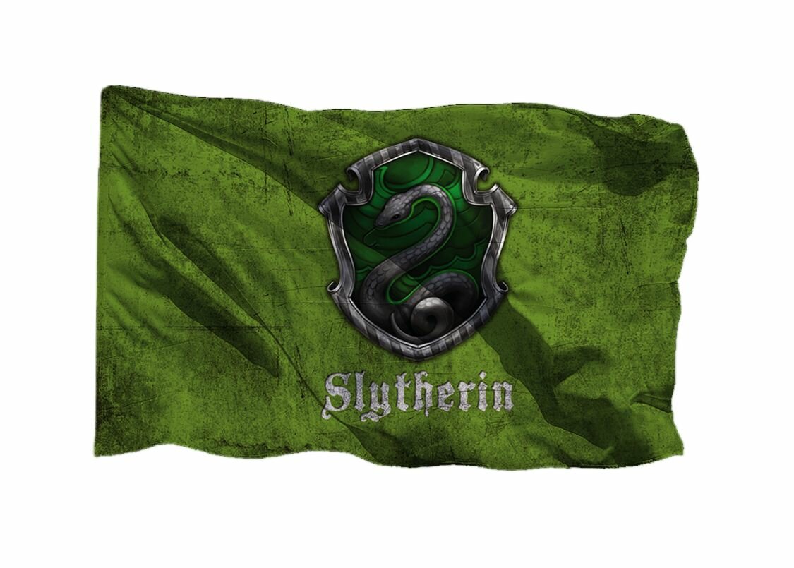 Флаг Дома Слизерин в Хогвартсе, 90х135 см на шёлке для ручного древка