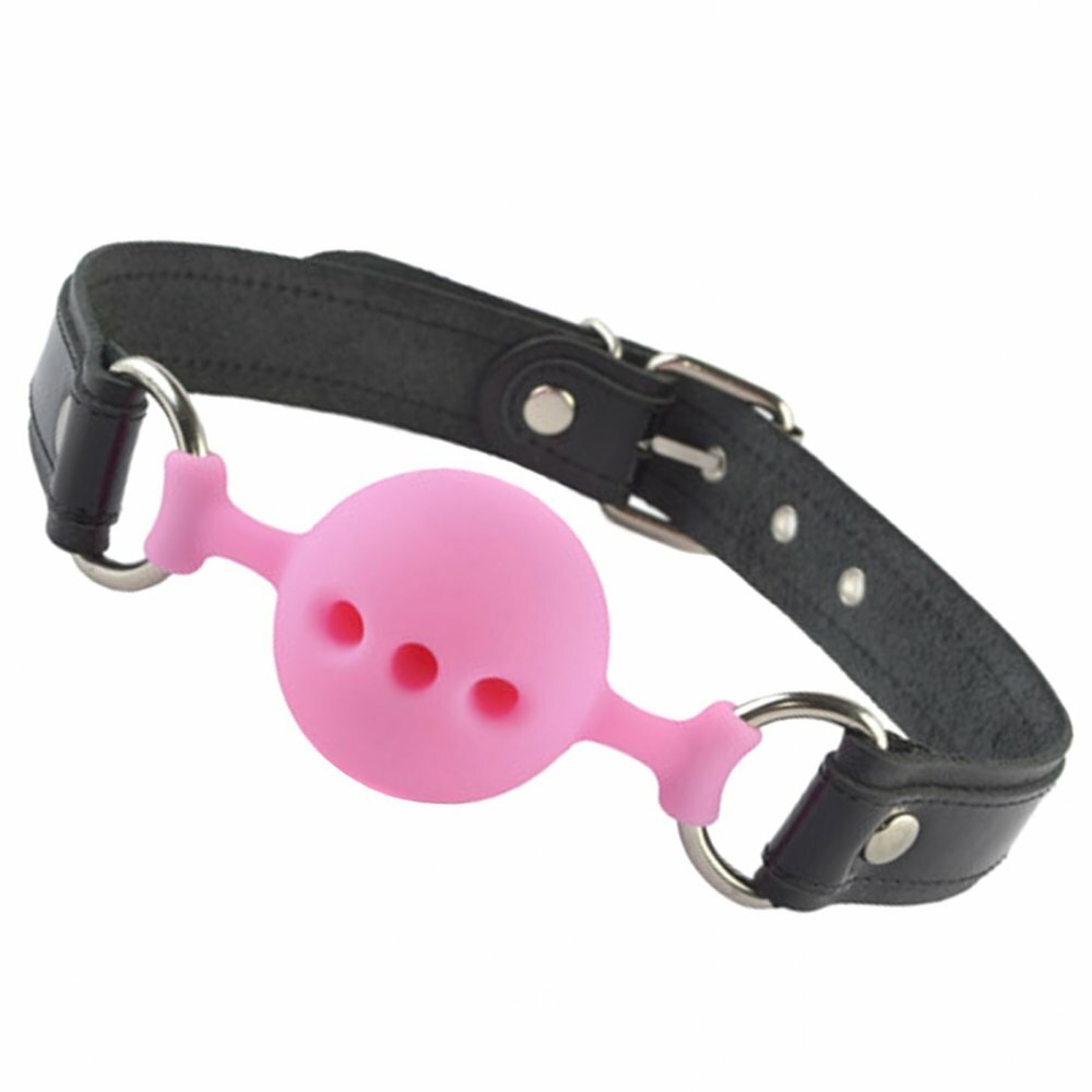 Кляп Sitabella силикон розовый 4,4 см ремешок черный лак