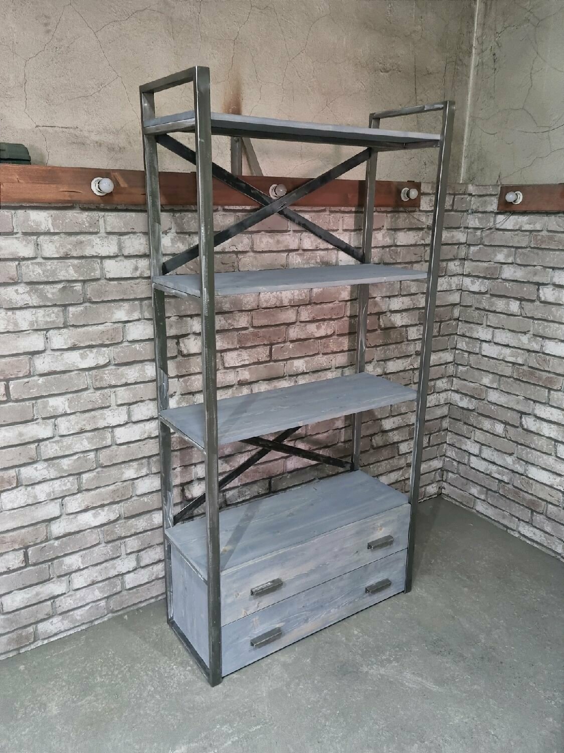 Стеллаж "EasyLOFT" в стиле лофт, для дома и офиса, 100х40х20 см.