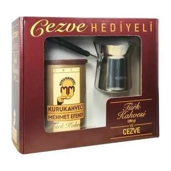 Подарочный набор: молотый кофе Mehmet Efendi для турки 250 гр, турка нержавеющая сталь