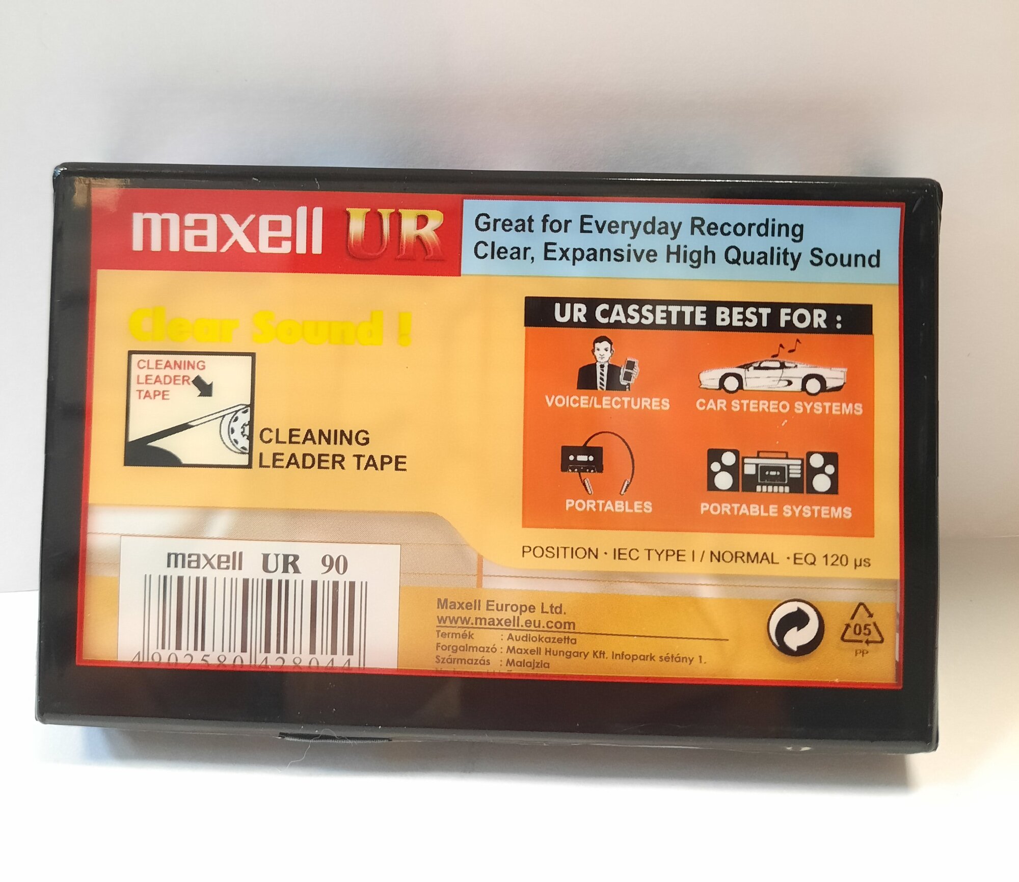 Аудио кассета Maxell, UR90 Normal Position, для бытовой звуковоспроизводящей аппаратуры, емкость 90 минут, 1шт. — фото 1