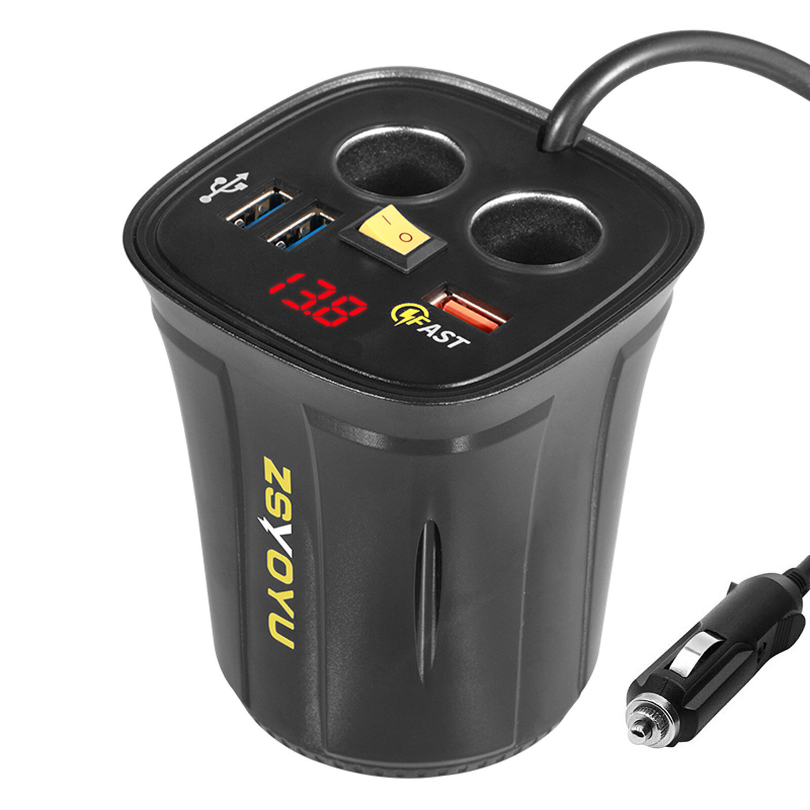 Адаптер для автомобильного прикуривателя, разветвитель, 80 Вт, QC3.0, быстрый двухпортовый, заподлицо, быстрый USB, 4,2 А, вольтметр вкл./