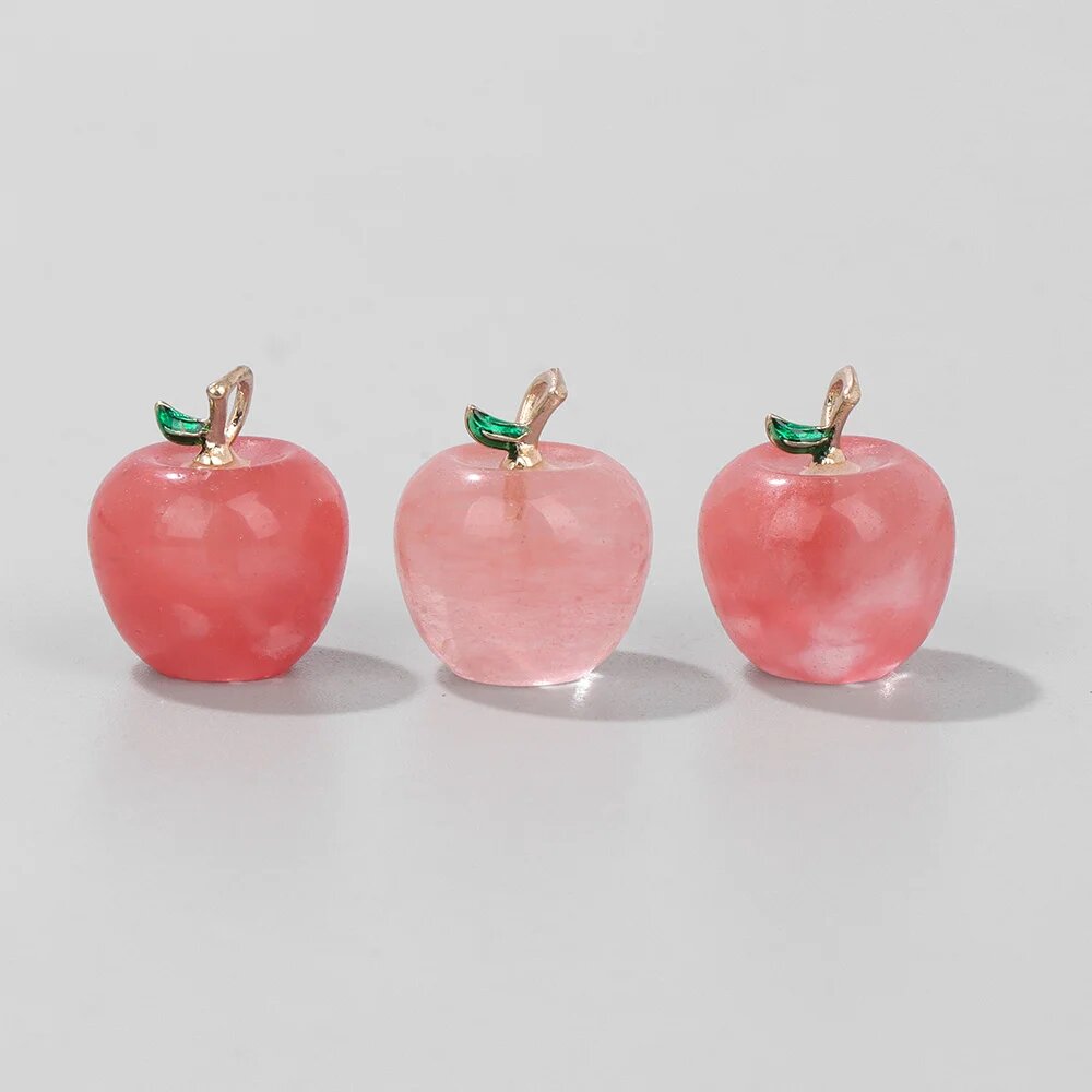 5 шт. подвесок из натурального камня в форме яблока Розовый, 14x17mm, Style.2 Watermelon