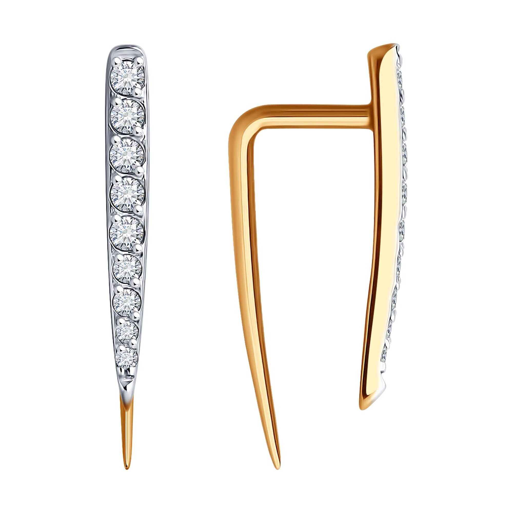 Серьги, красное золото, 585 проба, фианит