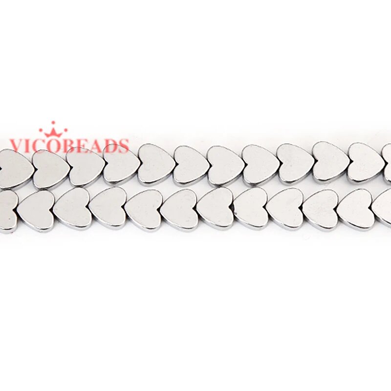 Гематитовые бусины-сердца Verkadebeads 6/8/10 мм 6mm about 60 pcs, Серебряный, Silver