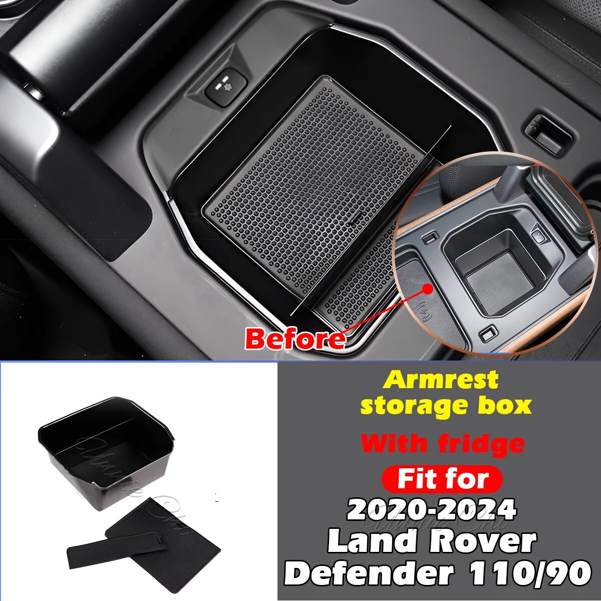 Центральный ящик для хранения Defender, органайзер для Land Rover Defender 90 110, детали 2020-2024, подлокотник, отсек, дверной карман