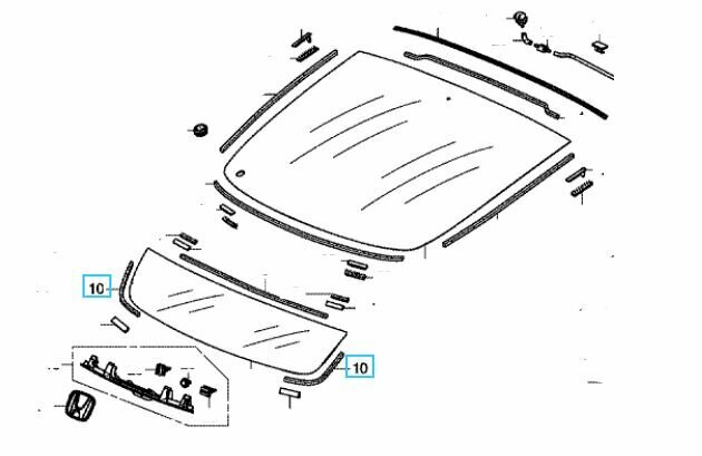 Резиновая деталь B, подпорка ветрового стекла (Оригинал)