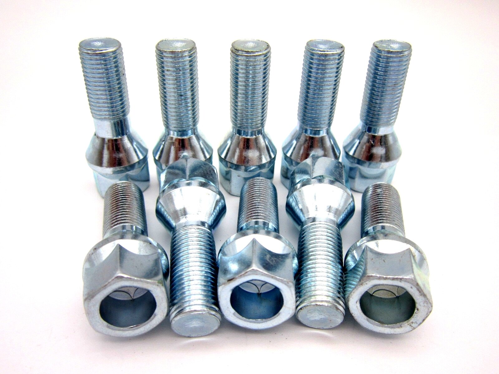 Болт колесный M12X1,25X27 под ключ 17мм, конус с выступом, облегченный, для ВАЗ 2101-07 нов. обр, оцинкованный, 10 шт.