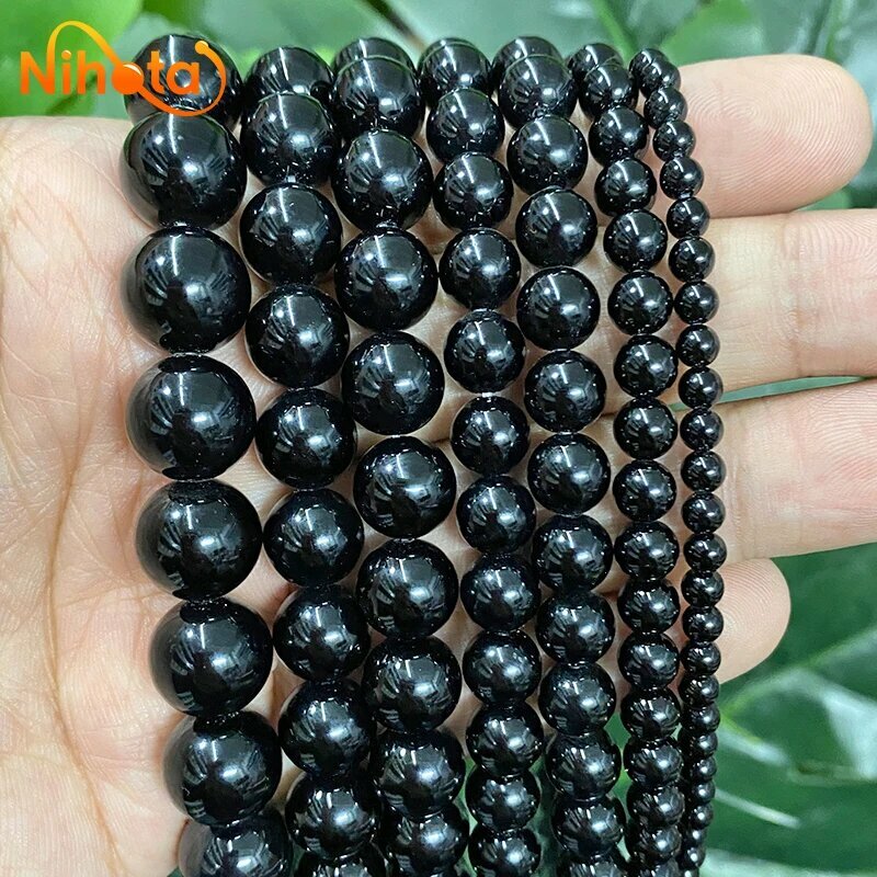 Натуральные бусины Nihota: агат, сердолик, оникс, 4/6/8/10/12 Черный, 6mm-about 62pcs, Black Agates