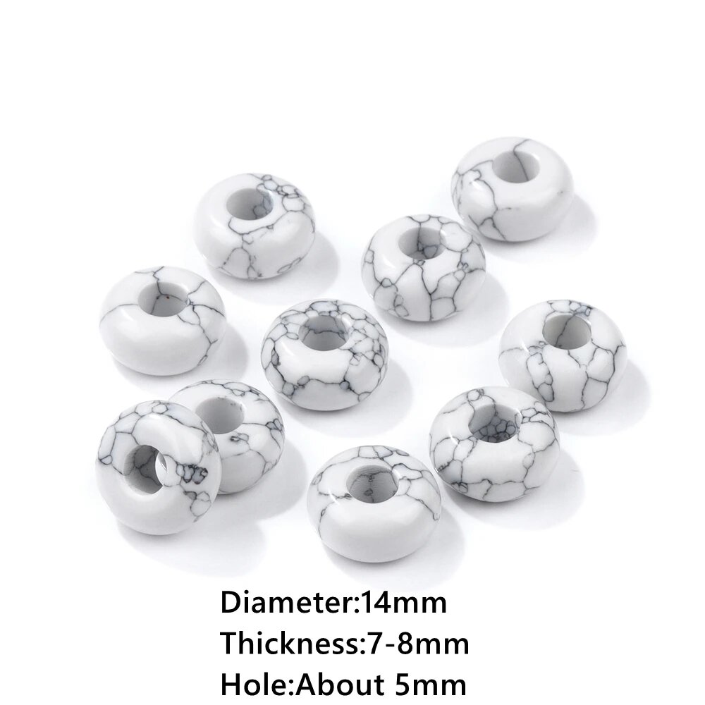 Бусины Howlite серебряные, диаметр 14 мм, отверстие 5 мм