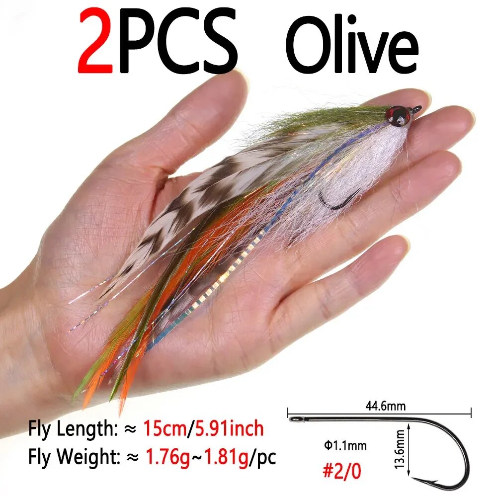 Bimoo Большой стример наживка Fly Flash Grizzly 2 шт. 2pcs Olive