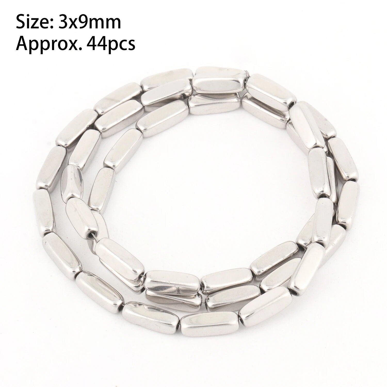 Бусины гематитовые серебряные, 3x9 мм, 44 шт, Style 12