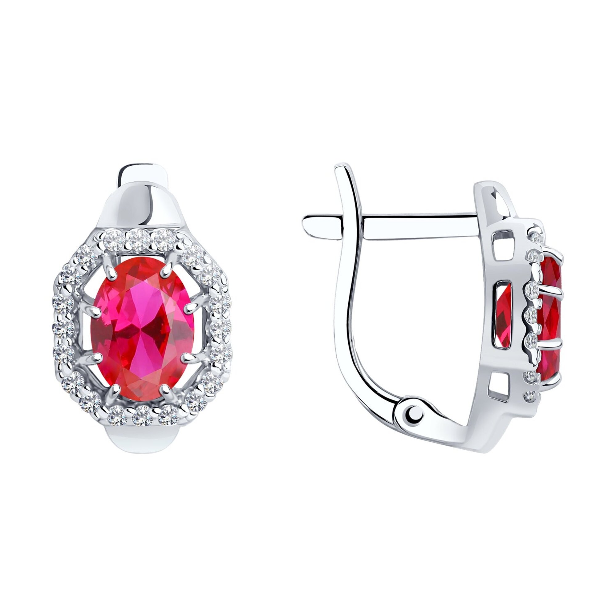 Серьги Diamant online, серебро, 925 проба, родирование, корунд, фианит