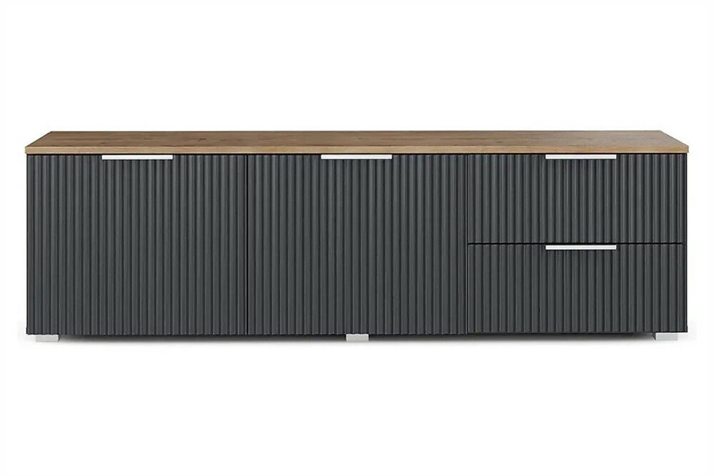 ТВ-тумба Салерно-2 (МДФ) SF-019 Графит Серый графит 0162 РЕ NEW 148x42x44 см, Дом мебели для вас