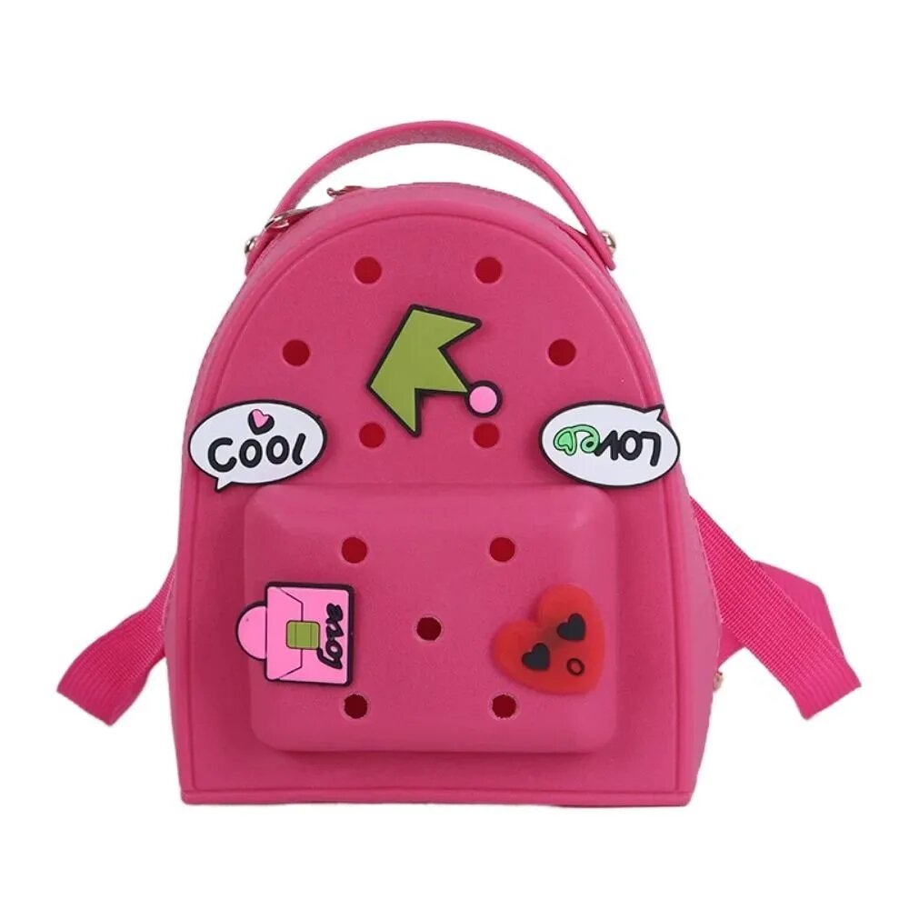 Канцелярские принадлежности, силиконовый рюкзак с регулируемыми ремнями, водонепроницаемые детские школьные ранцы на молнии, прочный мягкий рюкзак для детского сада для девочек Розовый, Rose Red-S