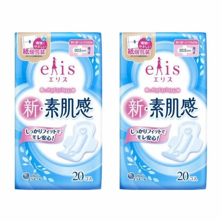 Daio гигиенические прокладки, Elis New skin Feeling, с крылышками, Нормал, 20,5 см, 20 шт в упаковке, 2 упаковки