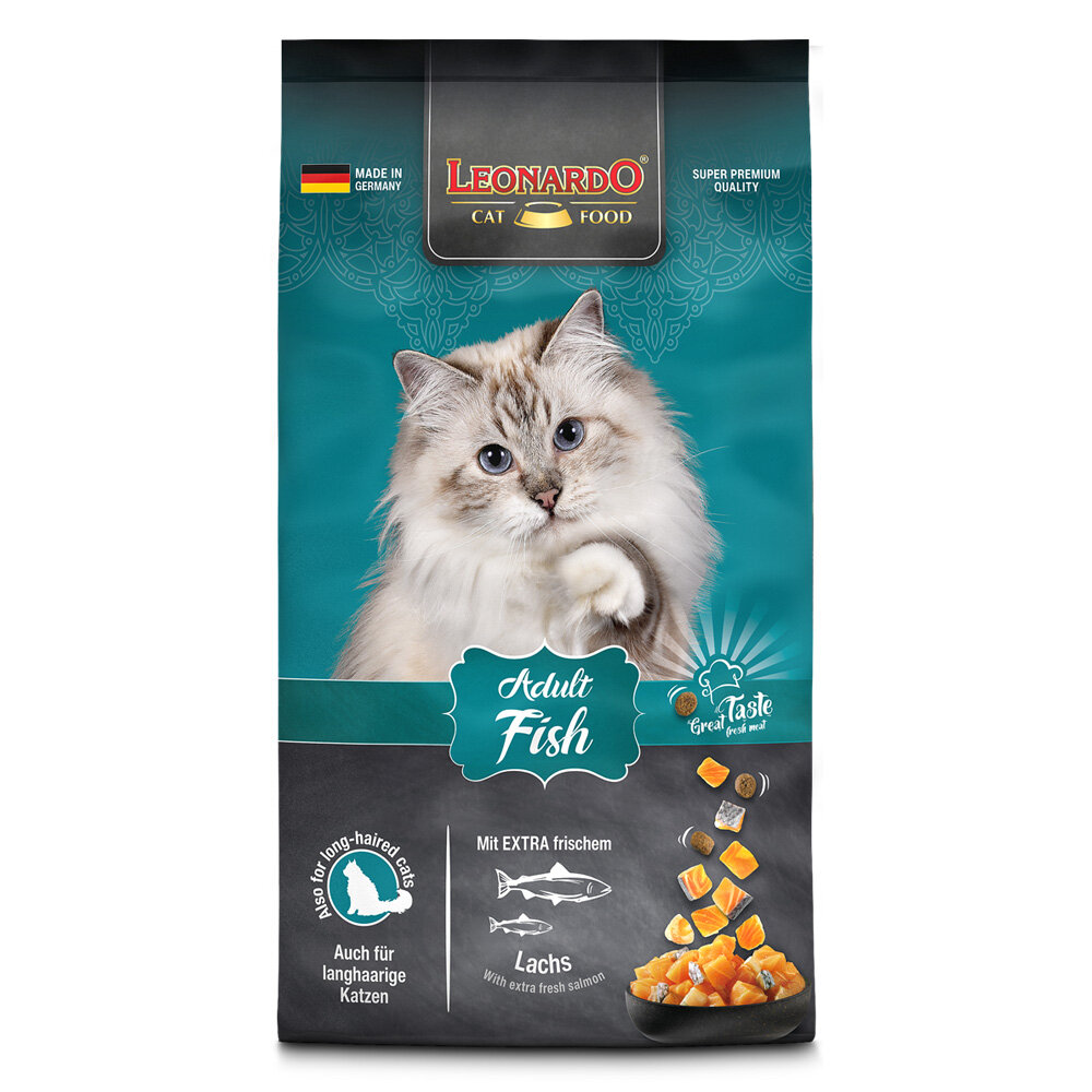 Сухой корм для чувствительных и привередливых кошек Leonardo "Adult Fish" с рыбой, 7,5 кг