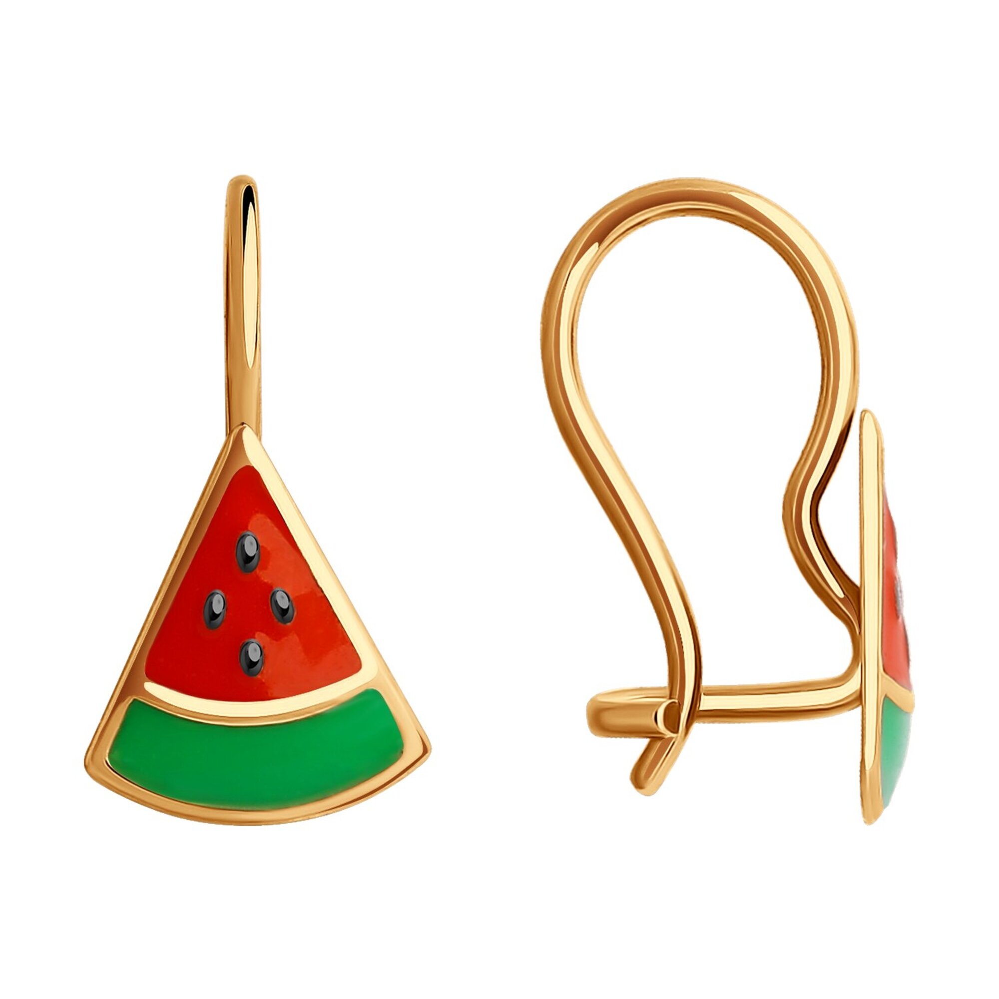 Серьги, красное золото, 585 проба, эмаль