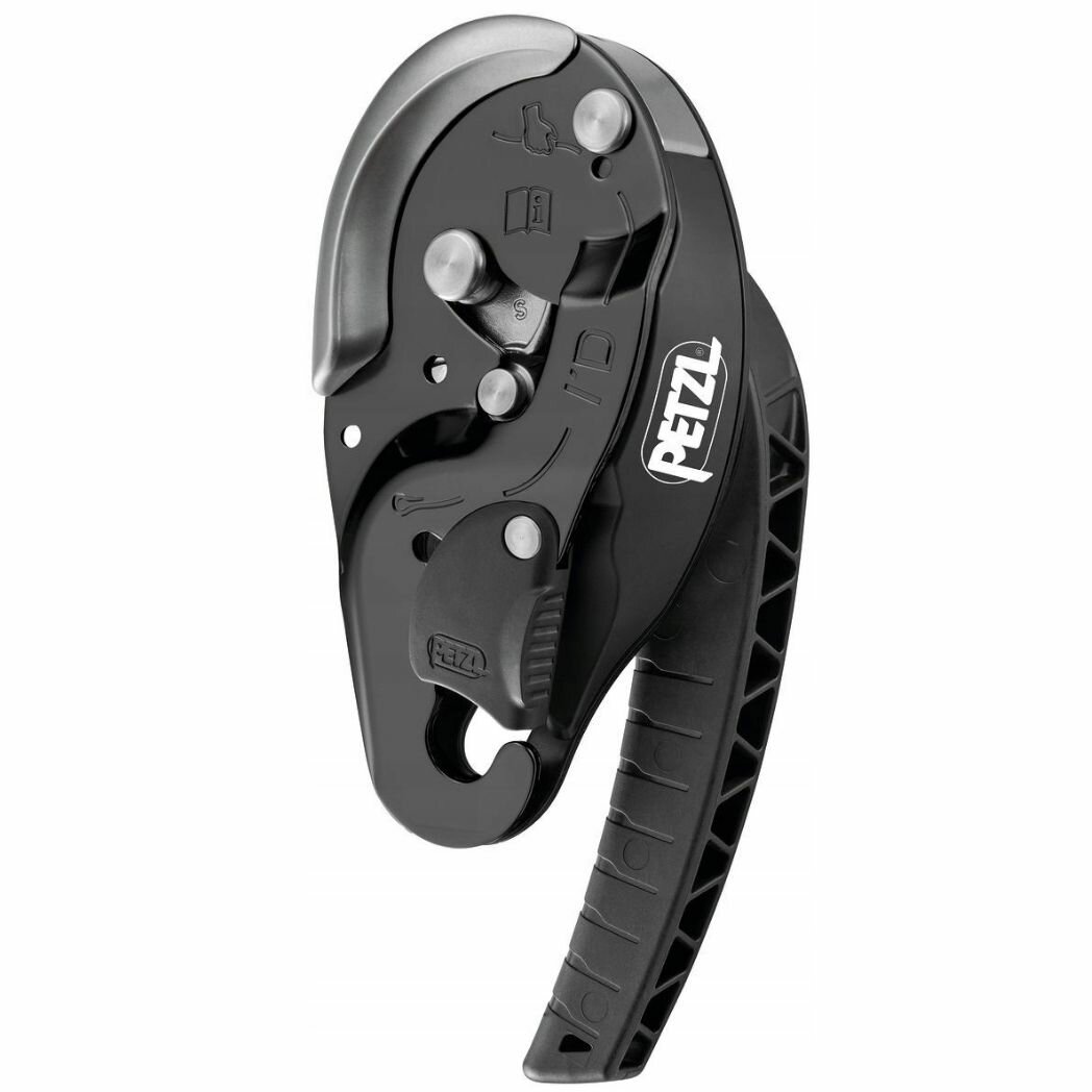 Спусковое устройство PETZL I'D S для альпинизма с функцией антипаника и AUTO-LOCK, совместимое с веревками 10-11.5 мм, нагрузка до 250 кг