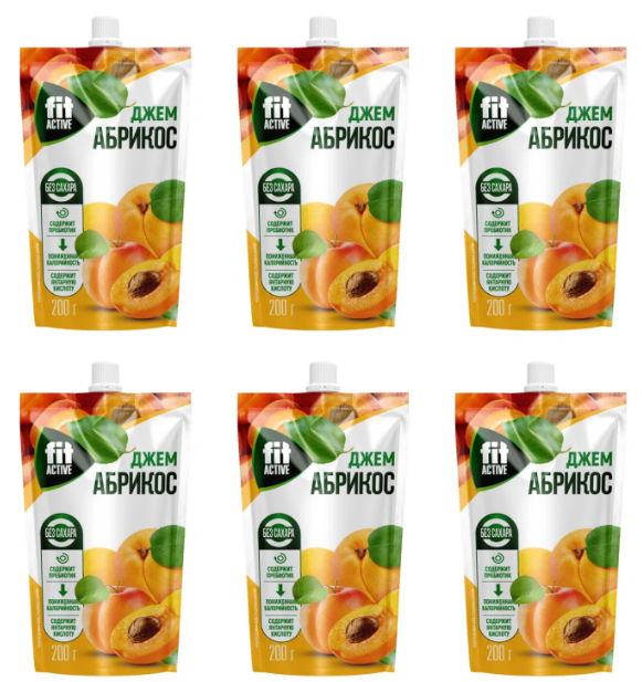Джем FitActive Абрикос, 200 гр, 6 шт