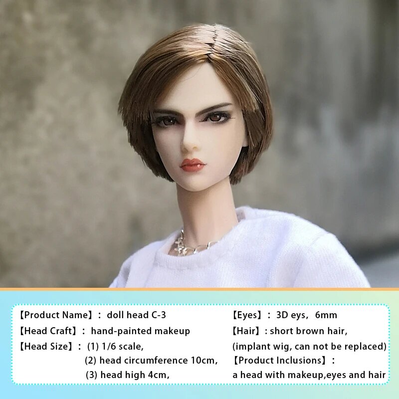 Голова куклы Bjd 1/6 масштаба с 3D глазами Head C3