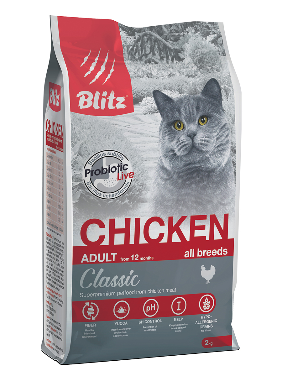 BLITZ Classic 2 кг д/к ADULT CATS CHICKEN/ Курица 1/6 шт 0252
