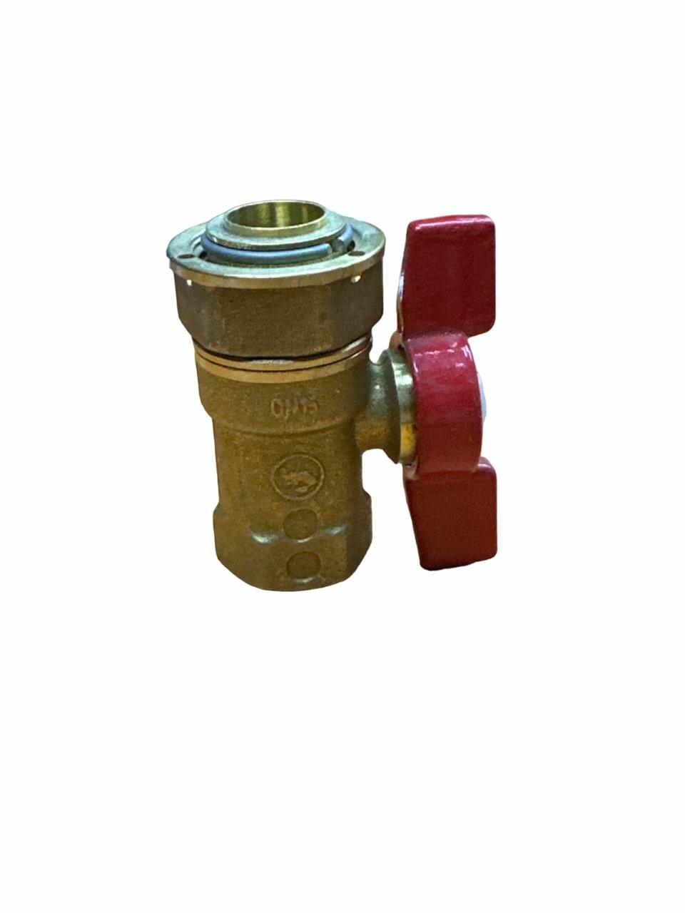 Шаровой кран латунный стандарт. 1/2"ВР-3/4" гайка, ручка-бабочка, для счетчиков, нехром, Giacomini R251PY003