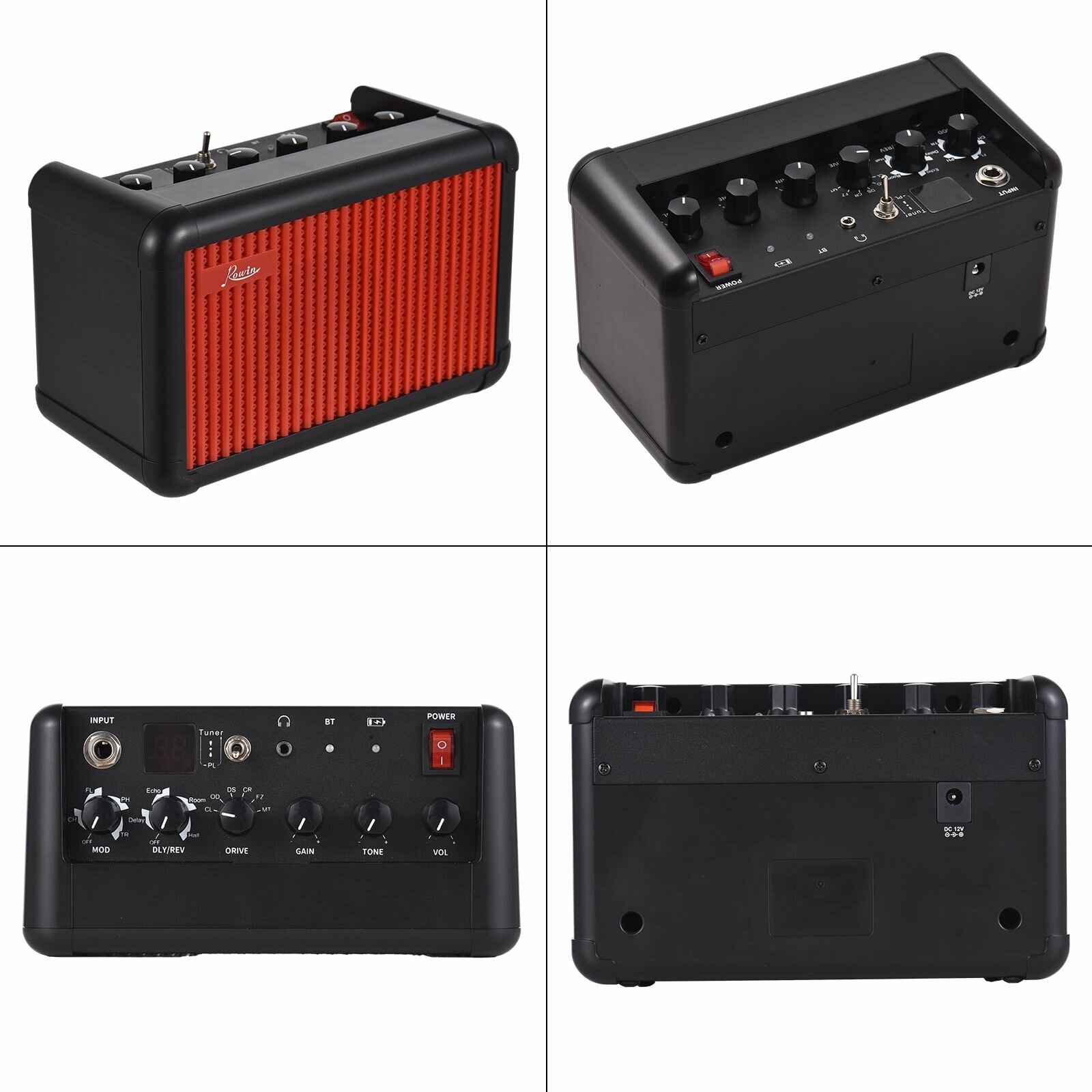 Гитарный усилитель 15Вт, BT-динамик, 8 эффектов, 2200 мАч, для репетиций