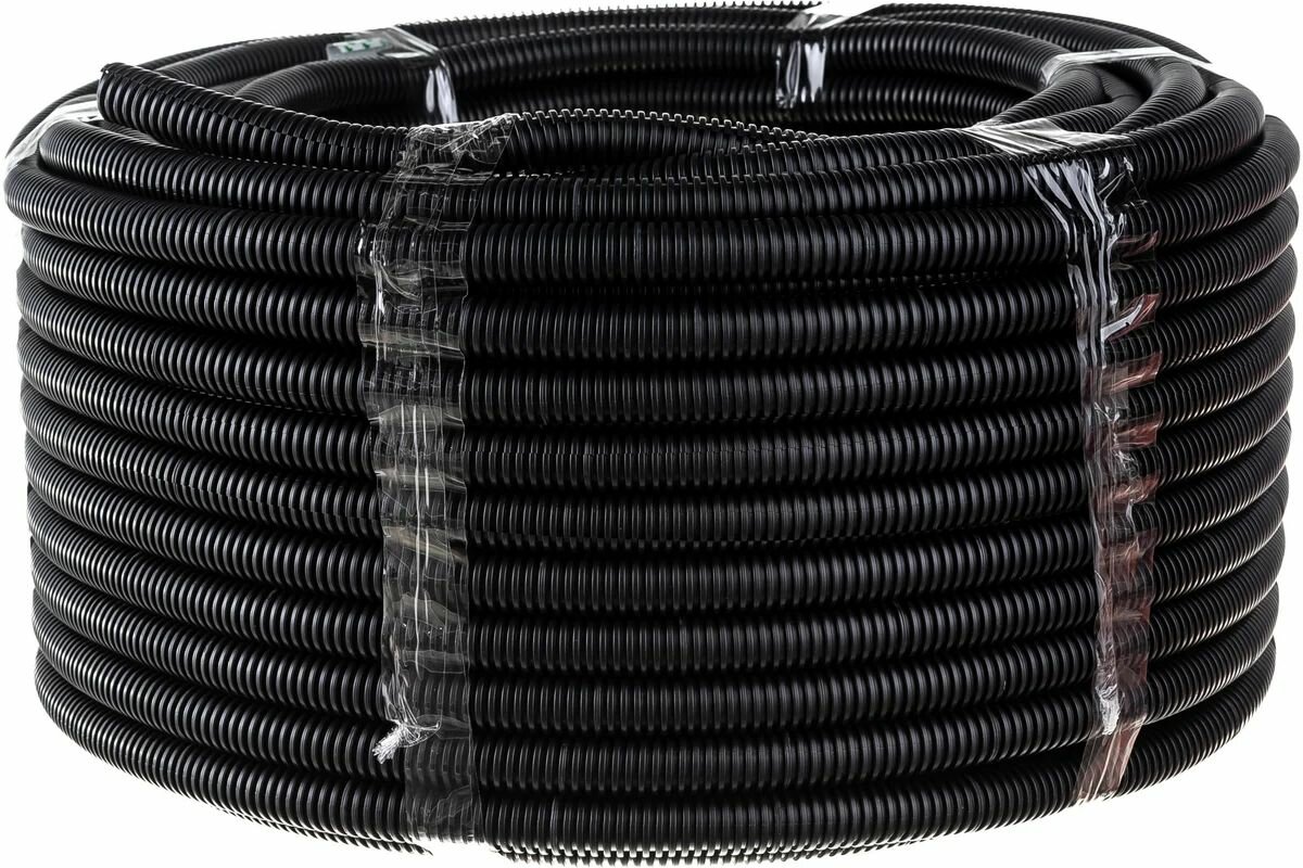 Автомобильная гофрированная труба REXANT ППНг d 12,4 мм, разрезная негорючая бухта 50 м/уп. 16-1061