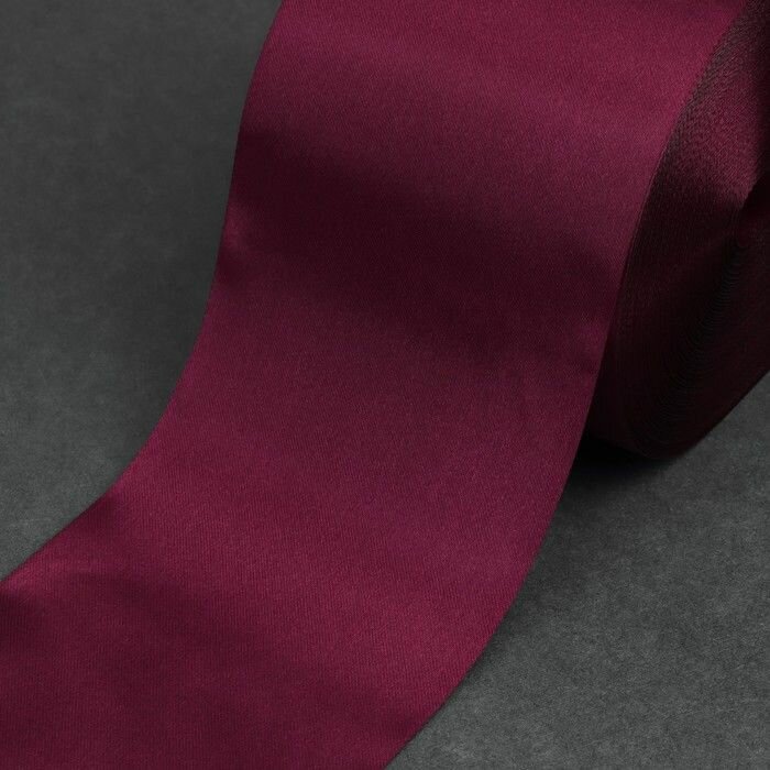 Лента атласная Sima-land 100 мм х 100 +- 5 м, цвет бордовый